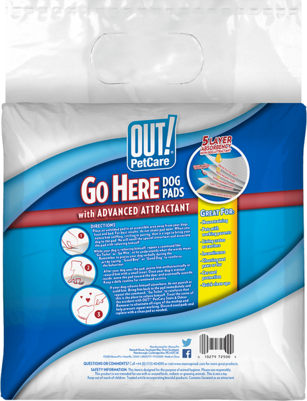 Out Petcare Moisture Lock Training Pads - 30 Pad Old Pack Design | MannaPro